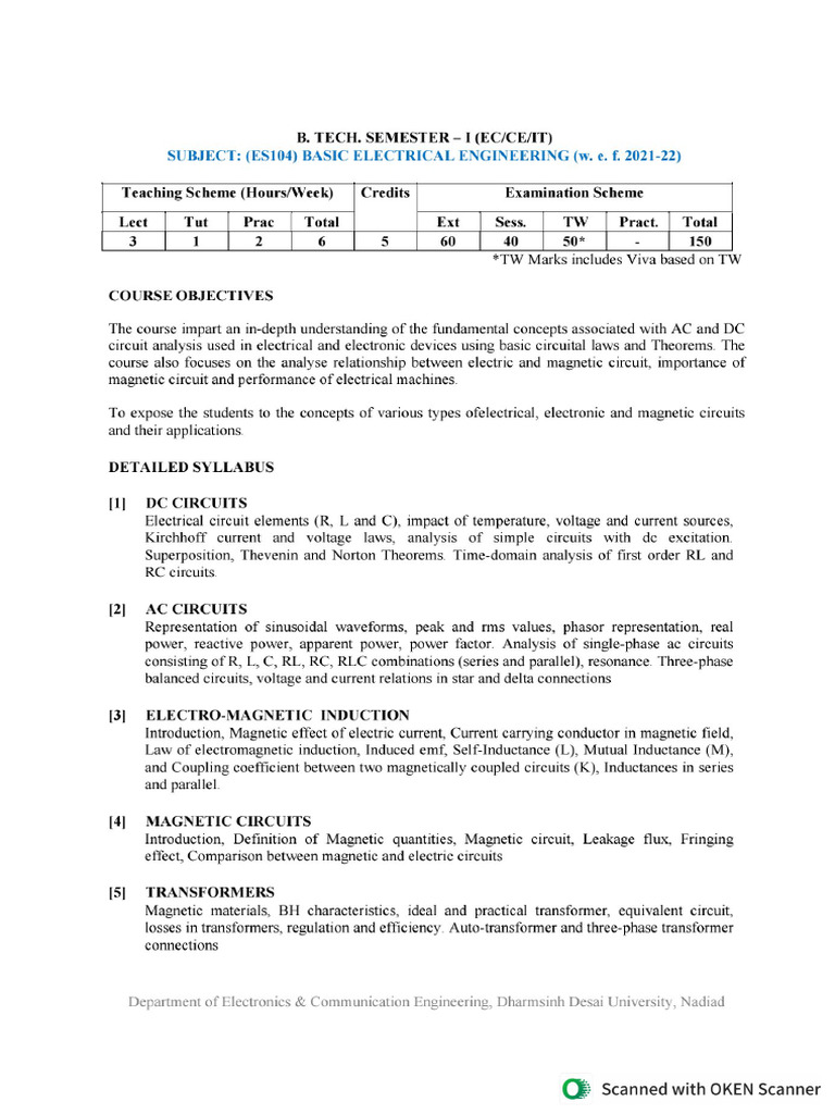 Basic Electrical Engineering | PDF