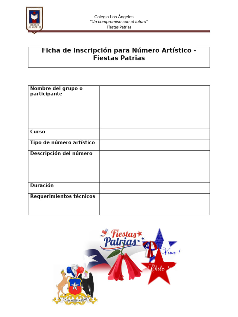 Ficha de Inscripción para Número Artístico Fiestas Patrias 2024 | PDF