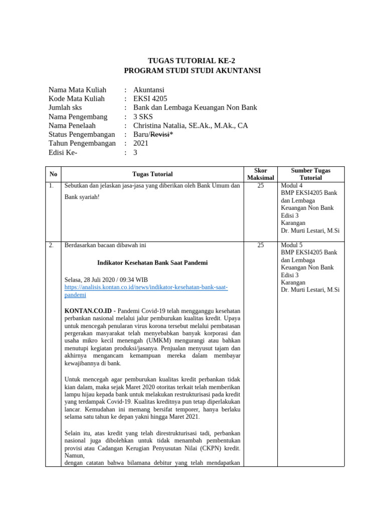 Menjawab Tugas Tutorial Ke 2 Eksi4205 | PDF