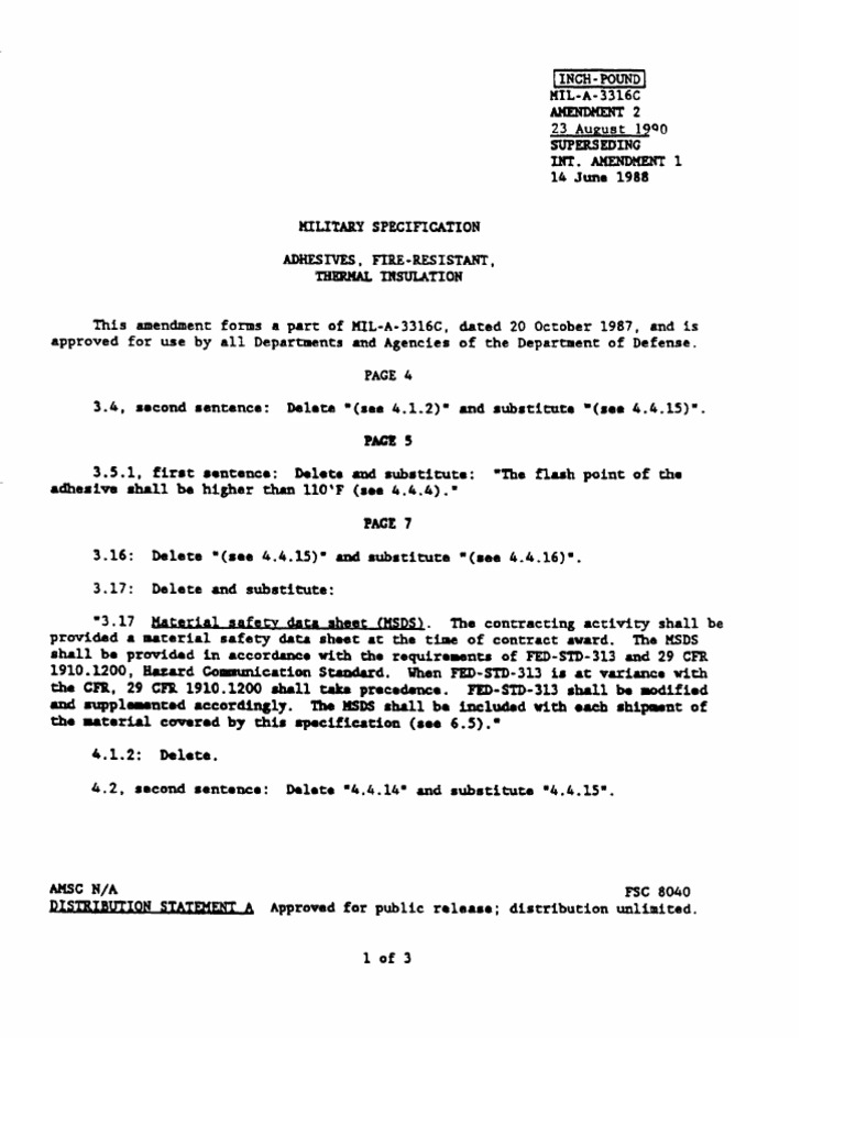 MIL-A-3316 Thermal Insulation Amendment 2 | PDF