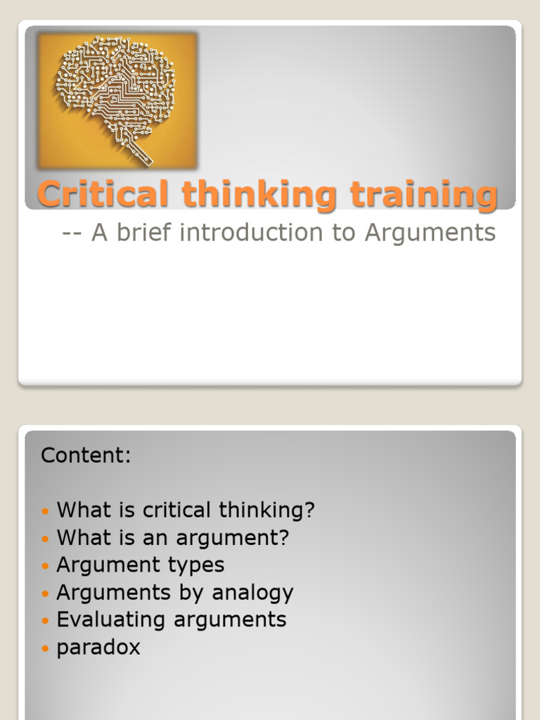 5.第五讲 critical thinking training - argument | PDF