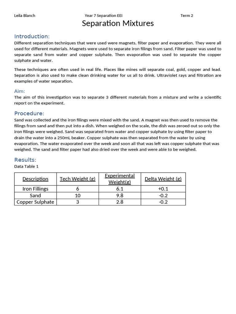 Separation Mixtures | PDF