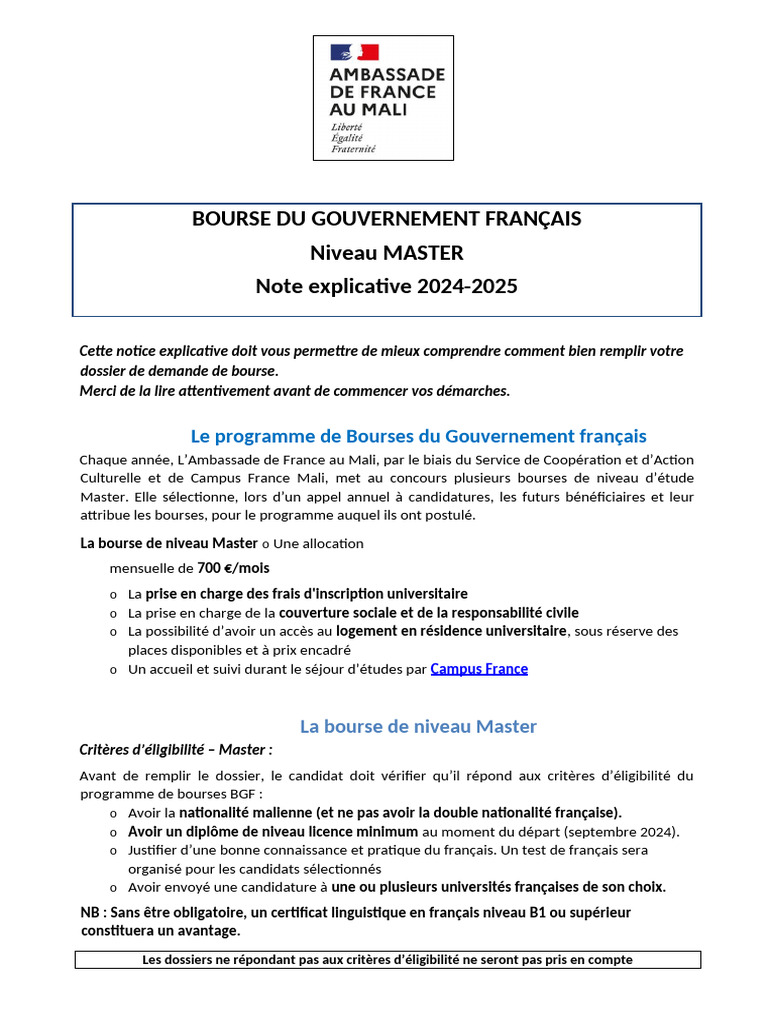 BGF 2024 2025 Notice Explicative | PDF