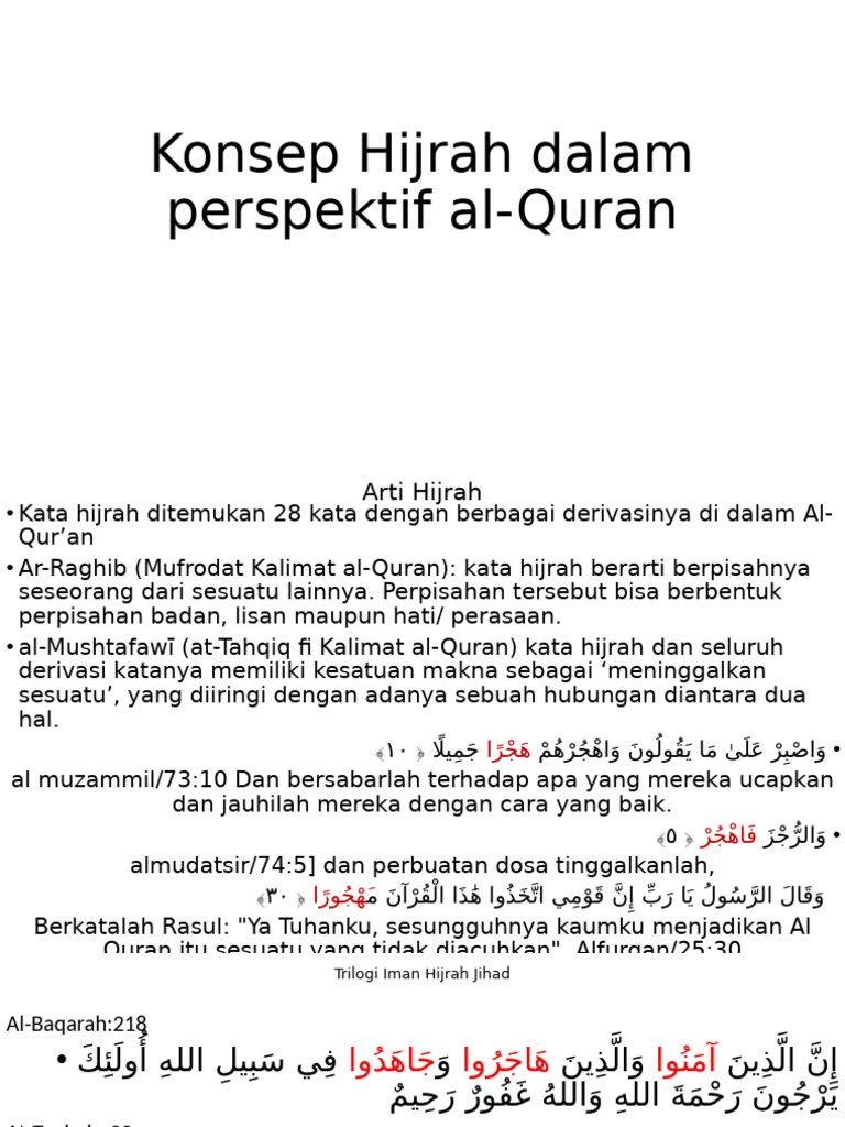 Konsep Hijrah Dalam Perspektif Al-Quran | PDF