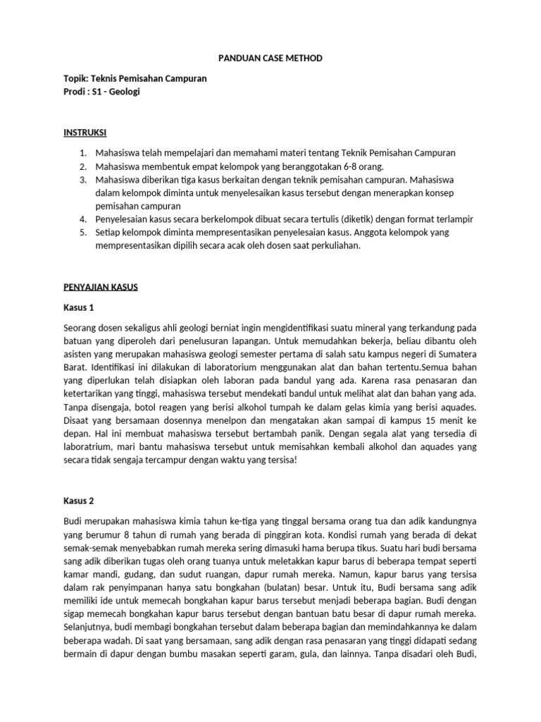 Panduan Case Method - Teknik Pemisahan Campuran (1) | PDF