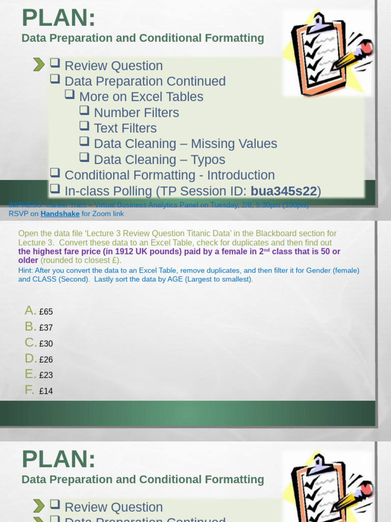 BUA 345 - LECTURE 3 - Data Preparation and Conditional Formating | PDF