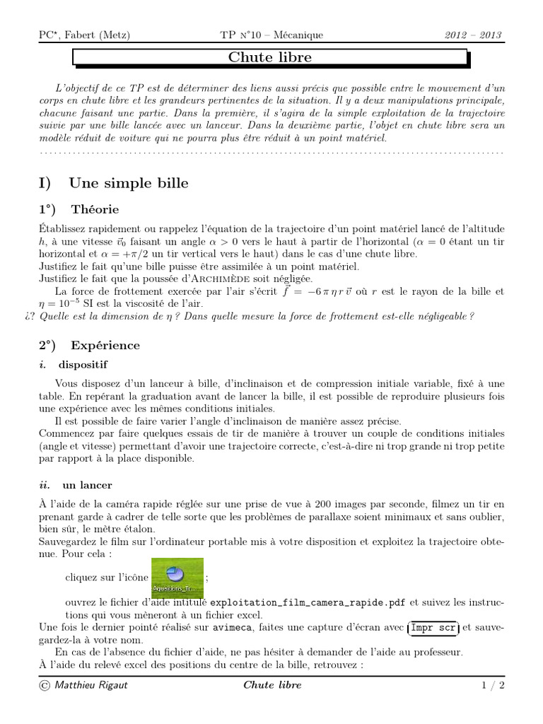 Tp10 TPR Chute Libre | PDF
