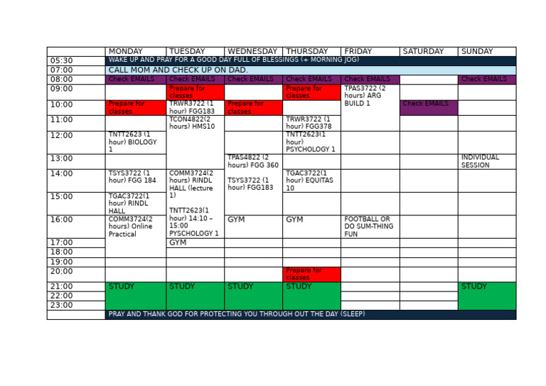 Daily Schedule | PDF