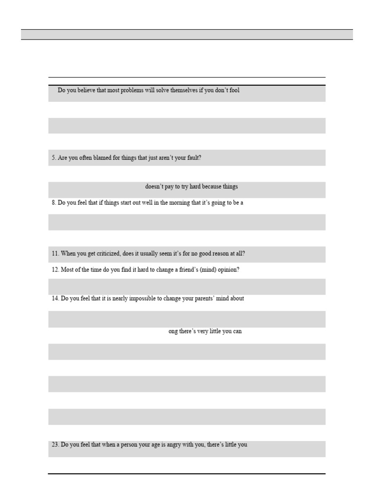 Locus of Control Self Assessment | PDF