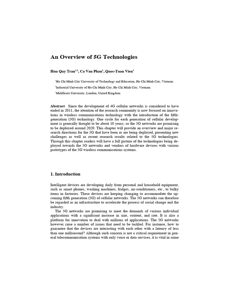 Overview of 5G Technologies and Trends | PDF | 4 G | Business