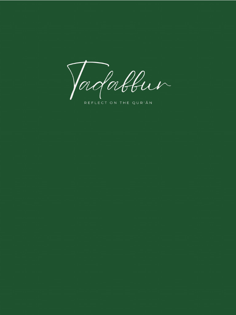 Tadabbur-Reflect On The Qur'ān (Free Journal) | PDF