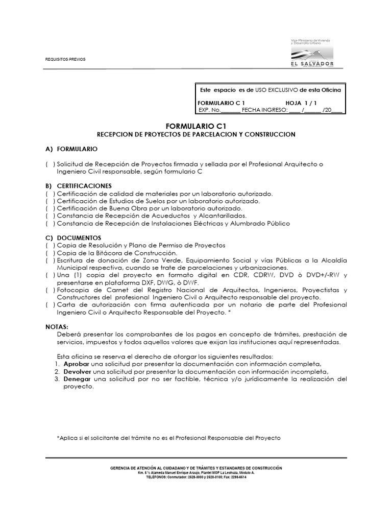 Formulario C1 | PDF