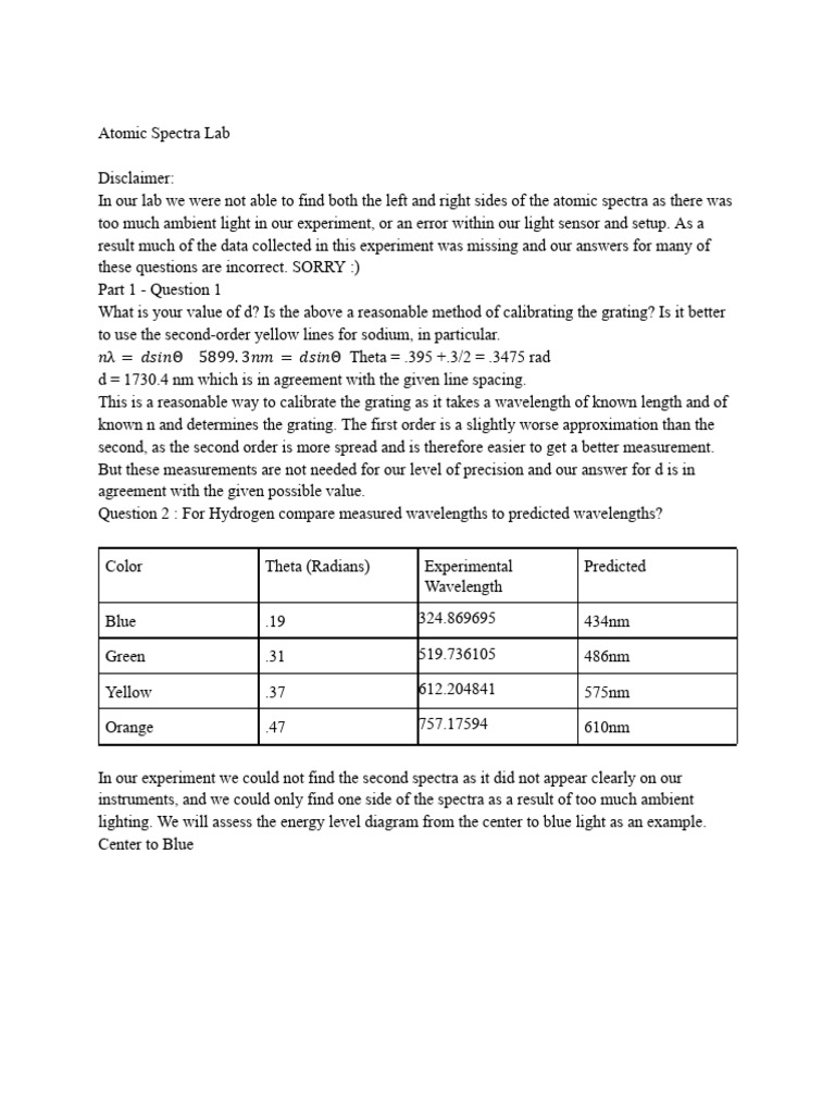 Atomic Spectra | PDF