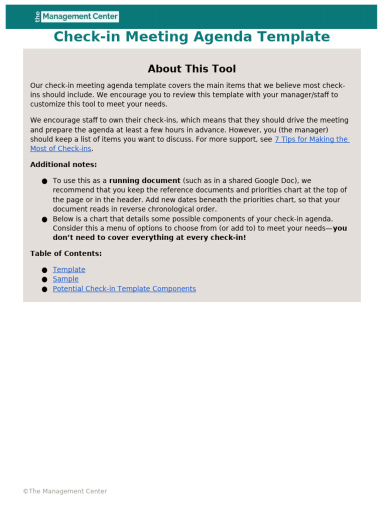 Check in Meeting Agenda TMC 2023 | PDF