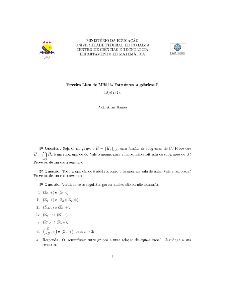 Lista de Exercicios 03 | PDF