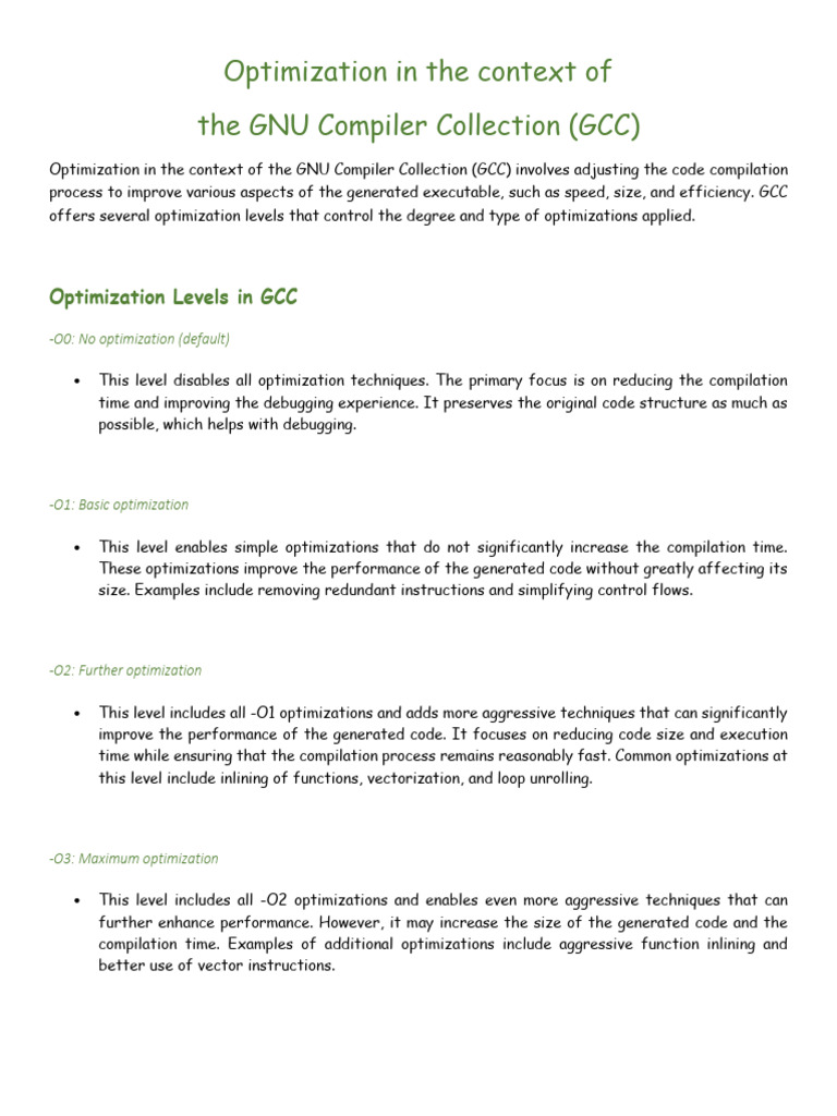 Optimization in The Context of The GNU Compiler Collection (GCC) | PDF