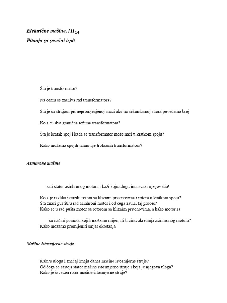 Pitanja Mašine Iii3 | PDF