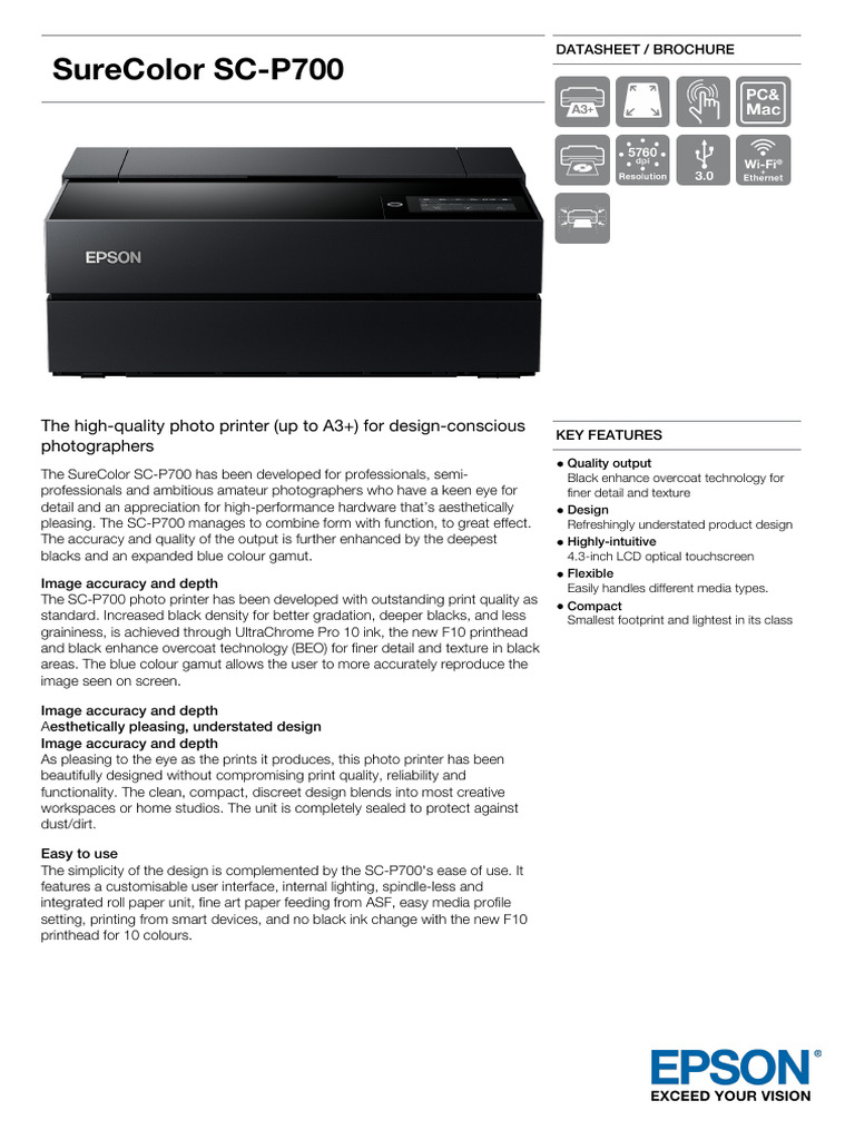 Surecolor Sc-P700: The High-Quality Photo Printer (Up To A3+) For ...