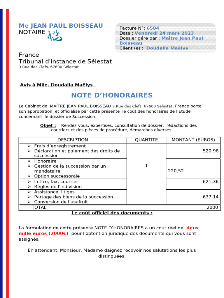 FACTURE DE NOTAIRE (5) | PDF