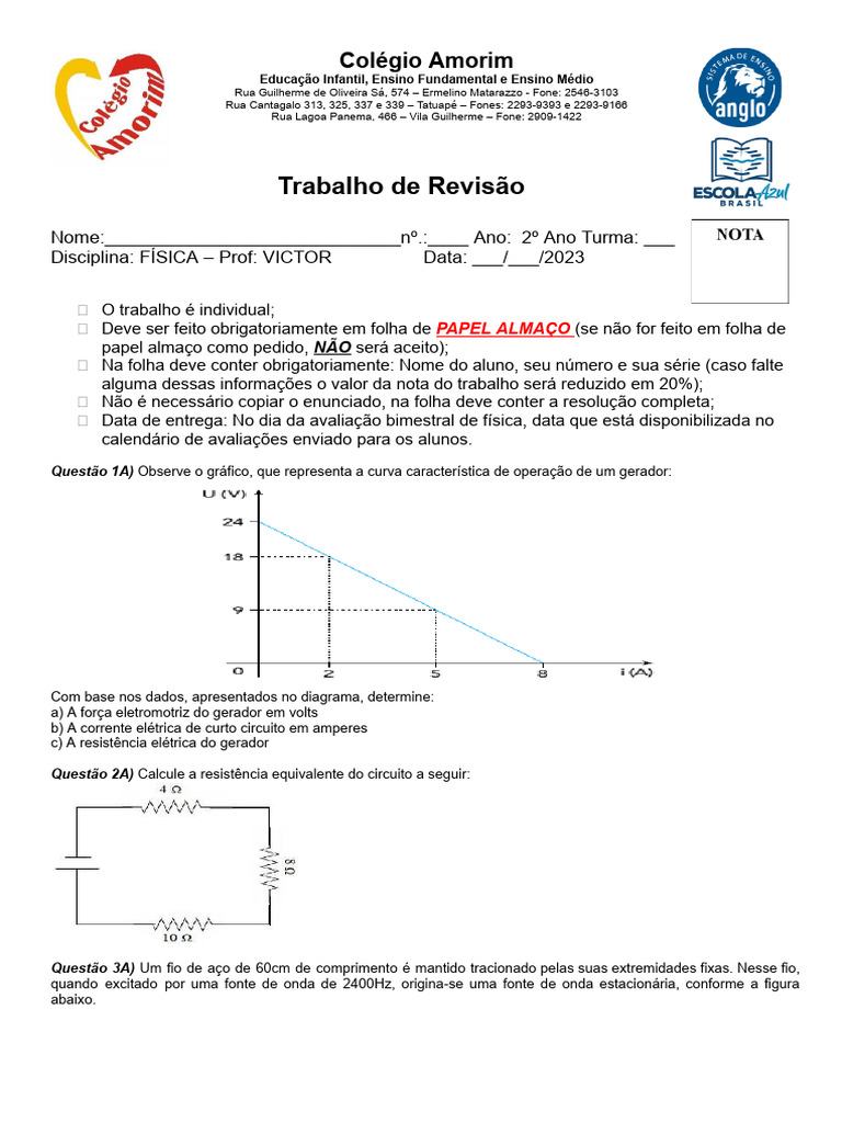 Trabalho de Revisão (2° Ano-manhã).docx | PDF