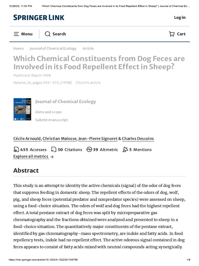 Which Chemical Constituents From Dog Feces Are Involved in Its Food ...