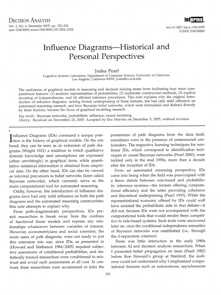Influence Diaggrams - Historical and Personal Perspectives de Judea ... Influence Diaggrams - Historical and Personal Perspectives de Judea ...