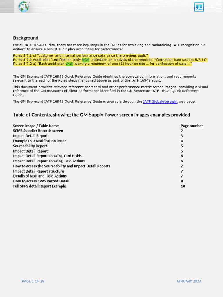 Imágenes de Pantalla del GM Scorecard | PDF | Finanzas y dinero ...