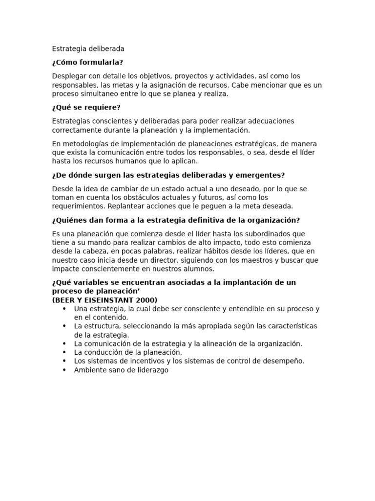 Estrategia Deliberada | PDF