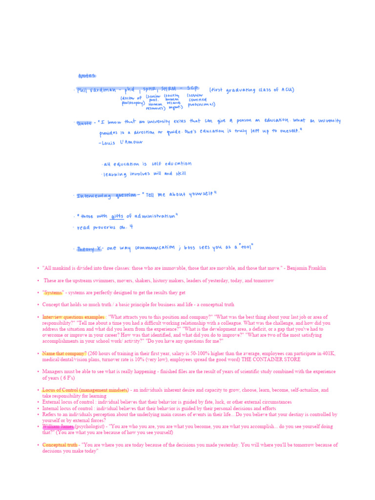 Complete Course Summary Review Management Pdf Leadership Reinforcement 