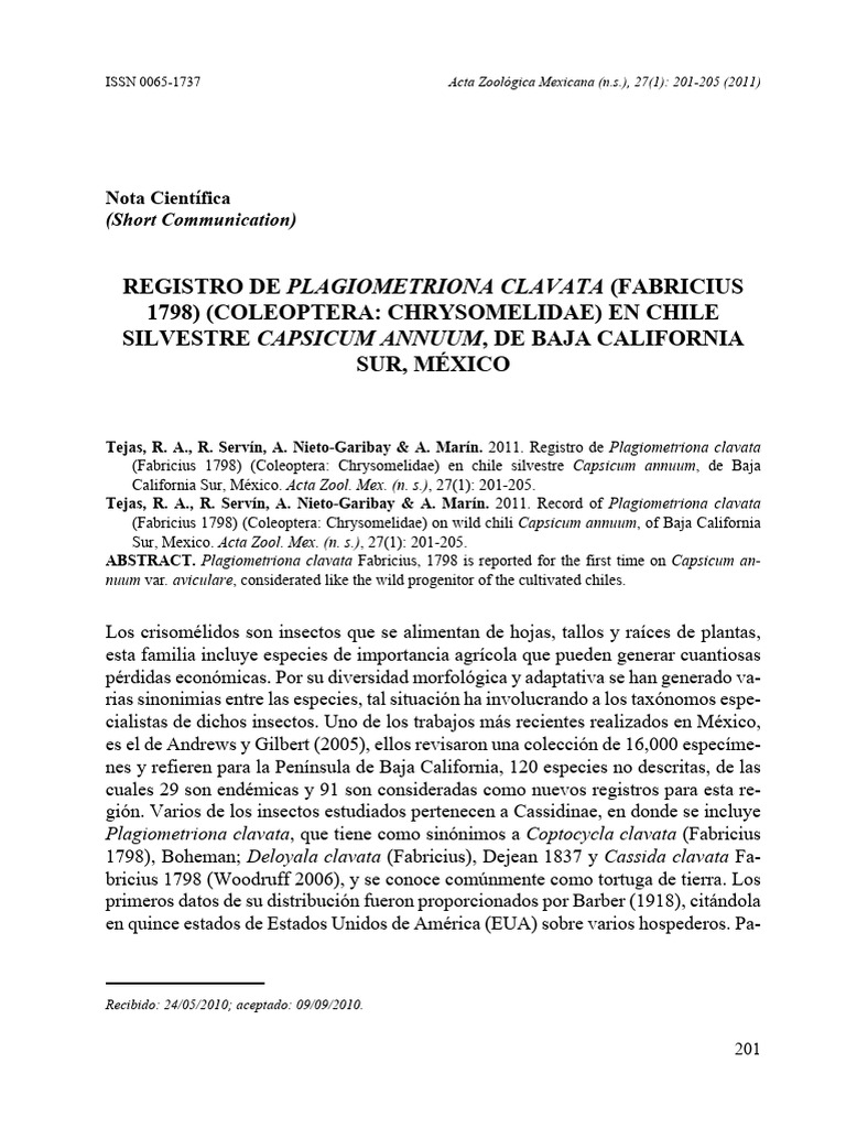 Plagiometriona Clavata | PDF