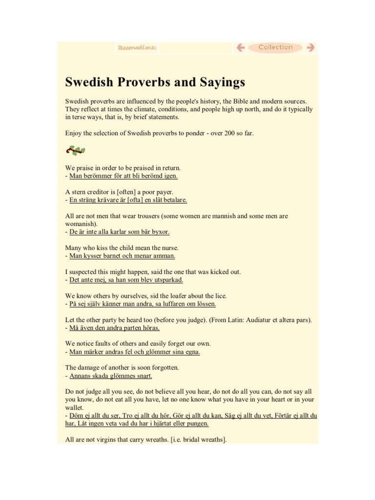 Swedish Proverbs | PDF