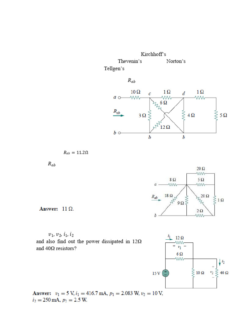 BEE Assignment Sheets (MTE) | PDF | Electrical Network | Electronics