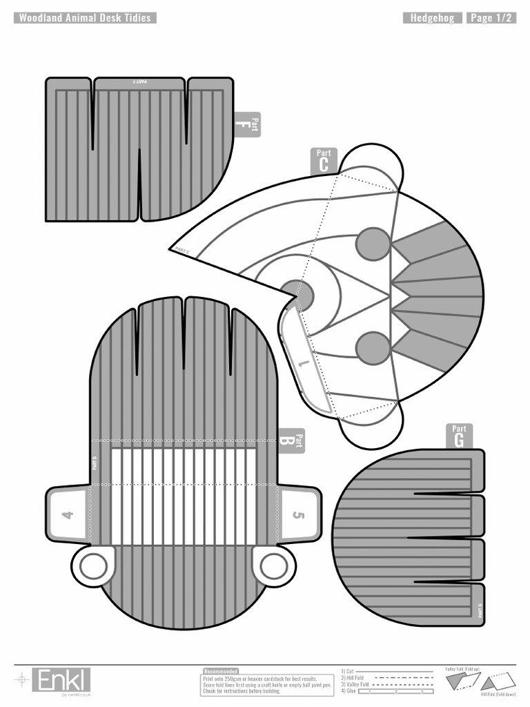 T ENK 014A Enkl Woodland Animal Desk Tidies Printable No Colour | PDF