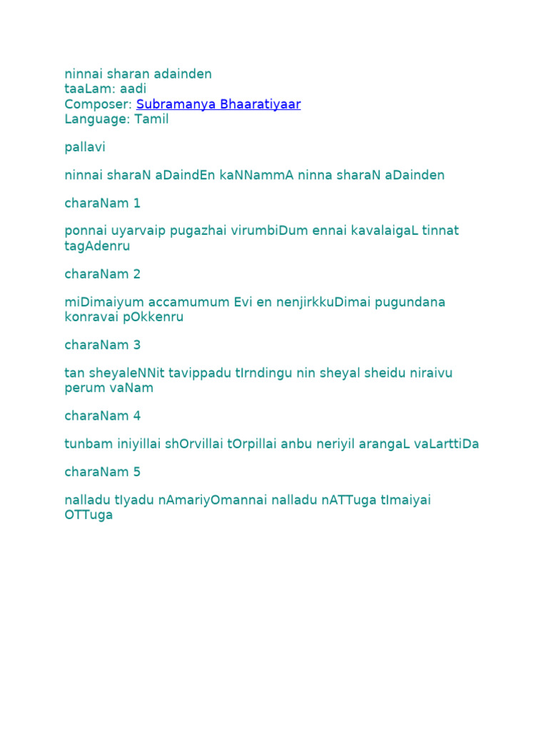 Ninnai Charan Adainden | PDF