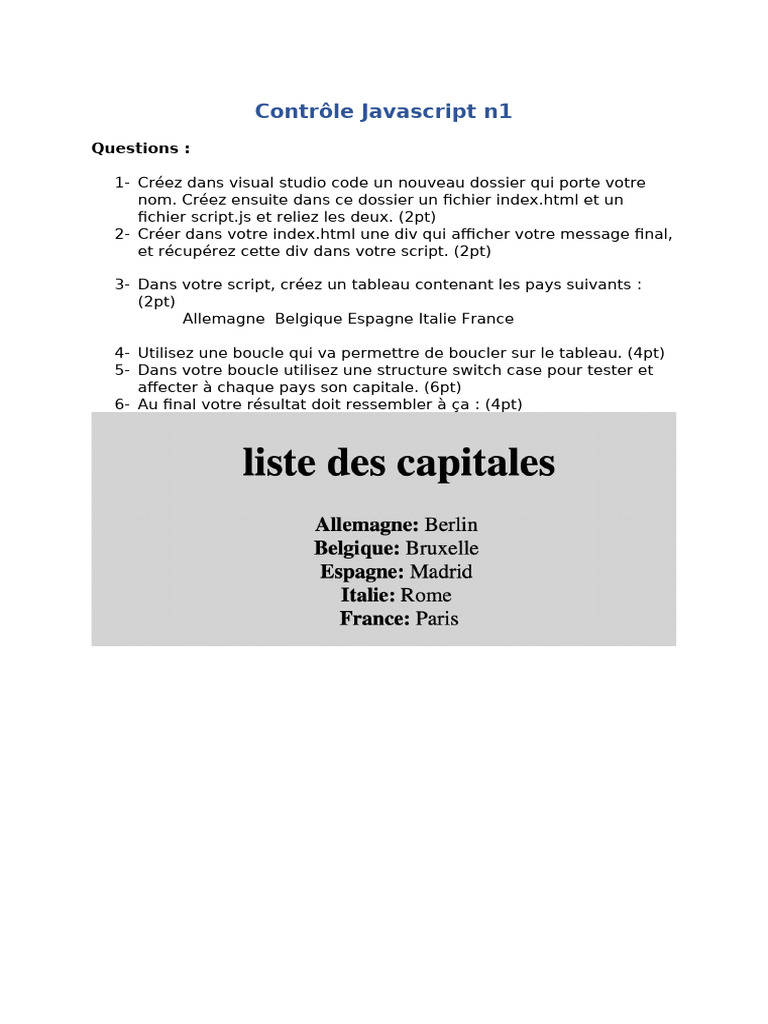 Contrôle Javascript n1 | PDF