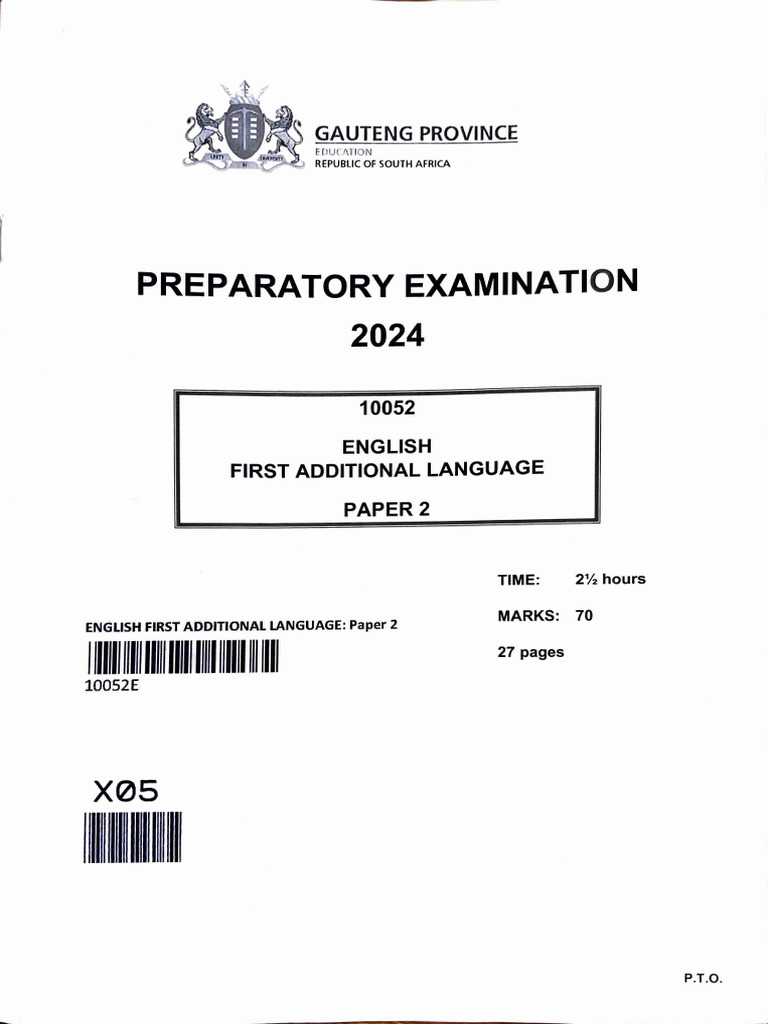 English FAL Paper 2 Prelim | PDF