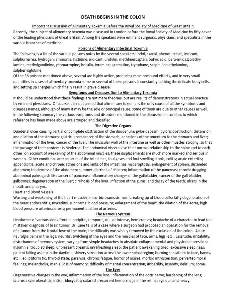 Death Begins in The Colon | PDF