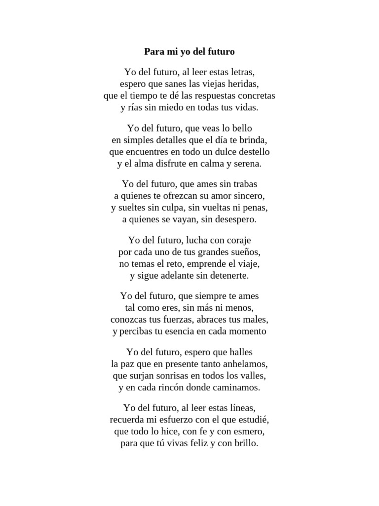 Para Mi Yo Del Futuro Poema | PDF