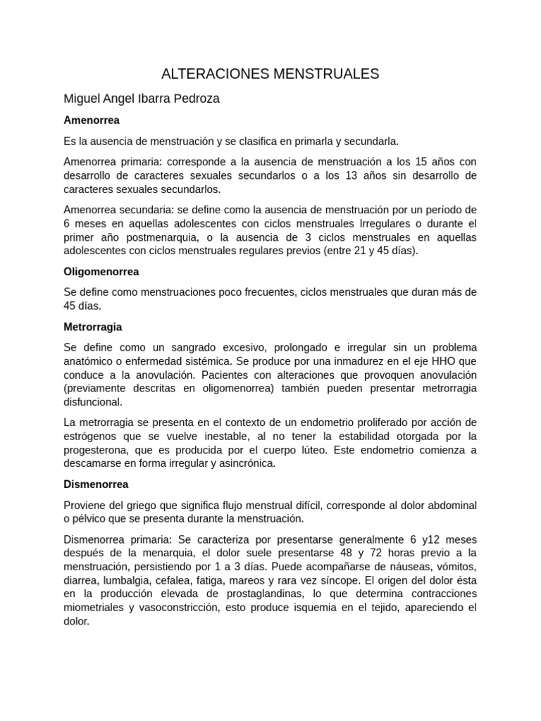 Alteraciones Menstruales - MAIP | PDF | Menstruación | Ciencia y matemáticas
