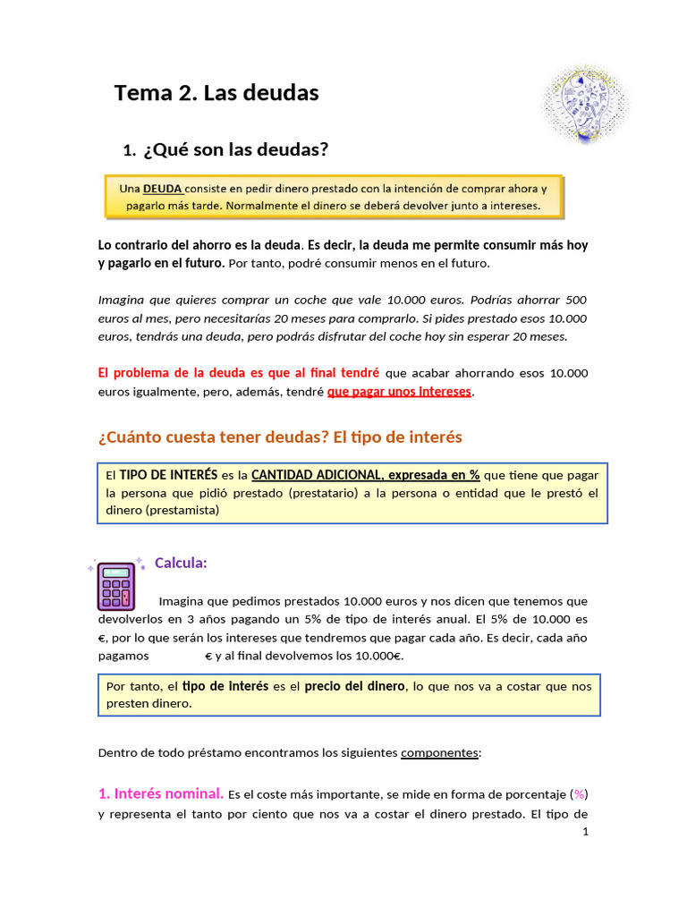 Tema 2. Parte 2. Las Deudas | PDF