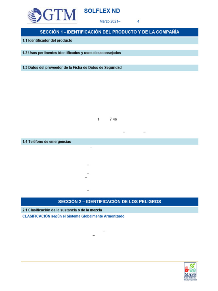 FDS SOLFLEX ND GTM Revisión 4 | PDF