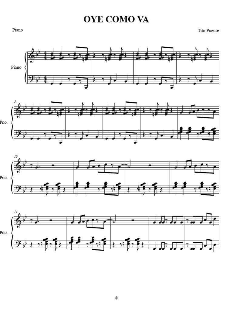 OYE COMO VA - Piano | PDF