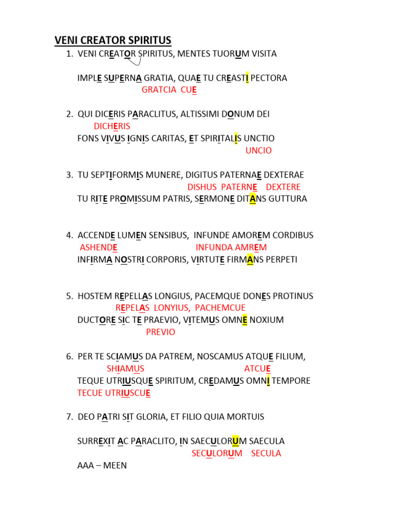 Veni Creator Spiritus | PDF