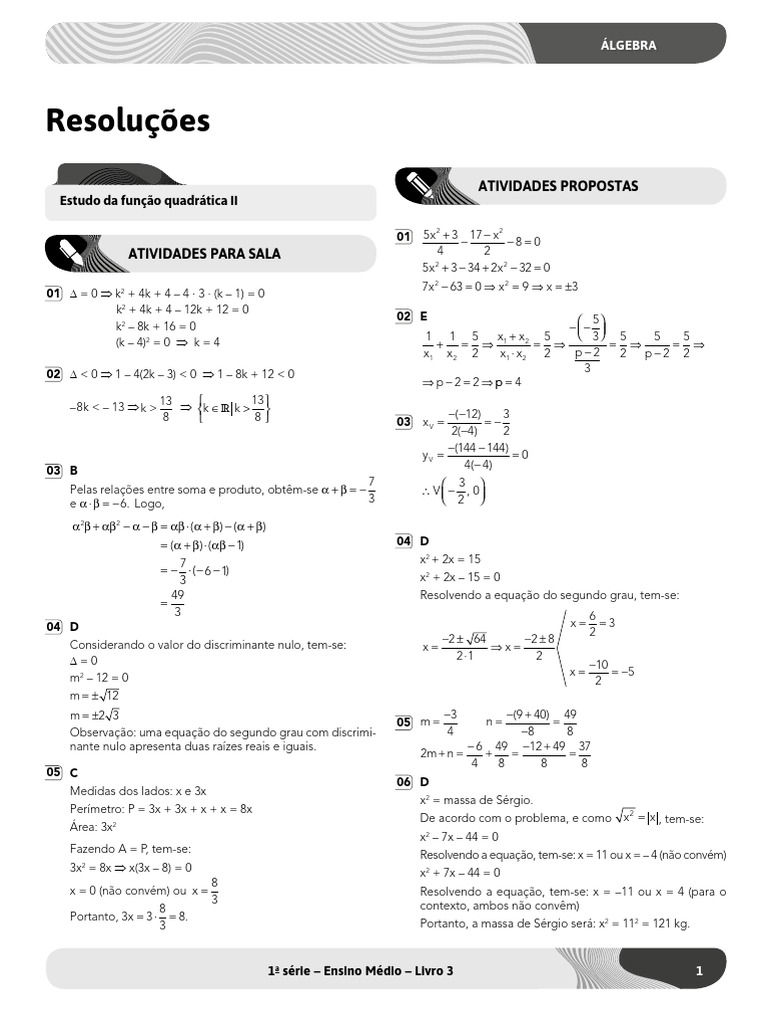 Mat - Cap 10 - Função Quadrática II | PDF
