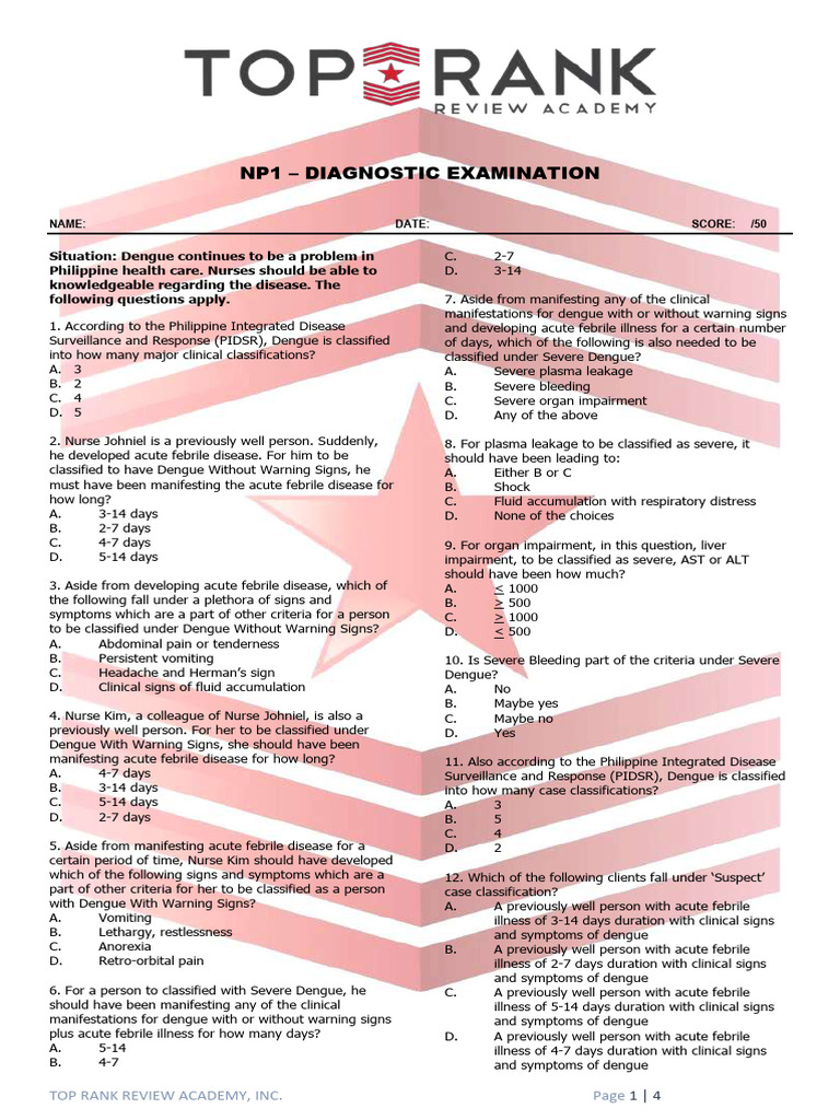 NP1 - Diagnostic Examination (Student Copy) | PDF