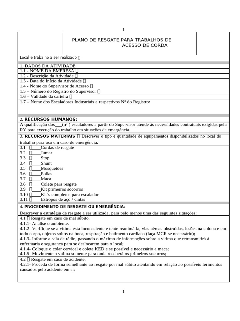 Plano de Resgate | PDF | Defensa Civil