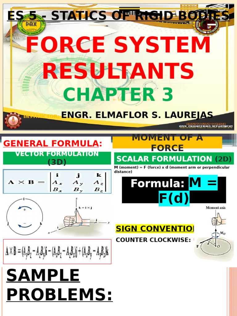 Es5 Statics of Rigid Bodies Chapter3 Lesson1 2 Examples | PDF
