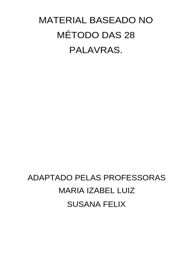 Atividades do Método das 28 Palavras | PDF | Alfabetização | Carreira e ...