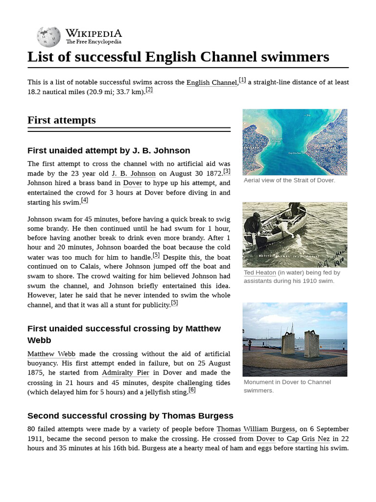 List of Successful English Channel Swimmers | PDF