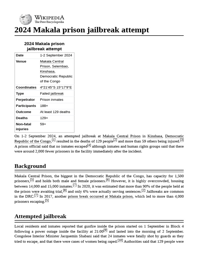 2024 Makala Prison Jailbreak Attempt | PDF